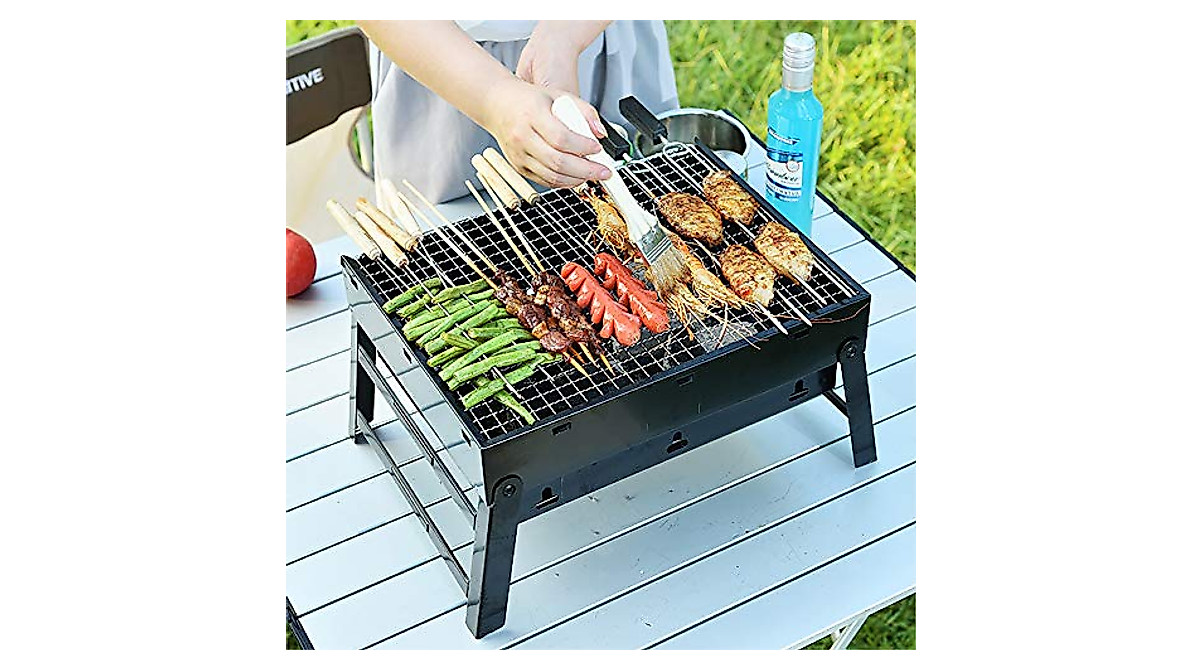 ITTA Portable Tabletop Notebook BBQ Grill, Outdoor Heavy-duty Folding ...