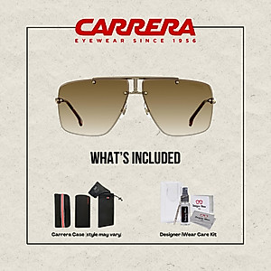 Carrera CA1016/S 0J5G 64MM Gold/Black/Brown/Green Square Sunglasses for Men for Women + BUNDLE with Designer iWear Eyewear Kit