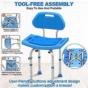 UGarden Height Adjustable Folding Shower Chair Seat, Stainless Steel Shower Chair for Inside Shower w/Crossbar, 400LB Portable Travel Shower Stool, Safety Anti-slip Bath Chair for Seniors, Adults,Gray