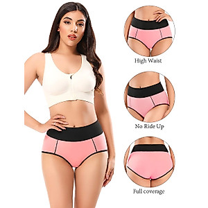 POKARLA Womens Cotton Underwear High Waist Full Coverage Briefs Soft Breathable Postpartum Panties Stretch Underpants Regular & Plus Size