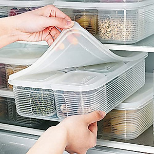 Fridge Food Storage Container with Airtight Lid , 6 Removable Plastic Small Boxes, Reusable Fruit & Vegetable Organizer, Stackable for Storage Storage