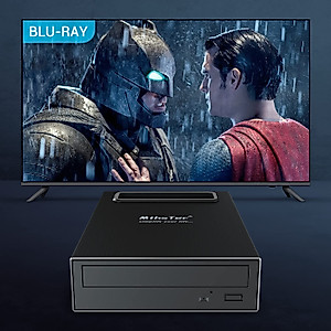 mthstec 4 in 1 External Blu-ray Drive, 16x USB 3.0 and Type-C External Bluray Drive, Multi-Function Fast-Charging Desktop BD/CD/DVD Burner/Read with HDD Enclosure USB HUB for Both Mac/PC