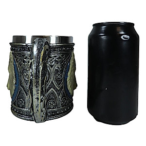 Ebros Gift Alpha Gray Wolf Celtic Tribal Magic Resin 16oz Mug With Stainless Steel Rim Figurine For Coffee Tea Cereal Drinks Halloween Party Hosting Kitchen Dining Decor Of Wolves Timberwolf Direwolf