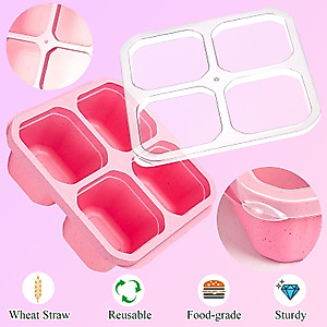 8Pcs Snack Containers Set, Plastic 4 Compartments Bento Boxes Reusable Meal Prep Lunch Container with Utensil & Transparent Lids, Wheat Straw Divided Food Storage for Kid Adult To Travel Picnic
