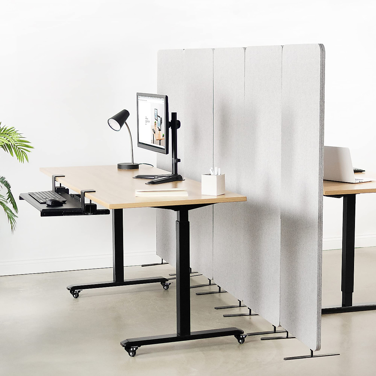 VIVO Freestanding 24 x 66 inch Privacy Panel, Cubicle Divider, Acoustic Wall Partition, Single 24 inch Panel with 2-Sided Zipper Attachment System, Gray, PP-1-T024G