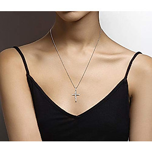 Miabella Rhodium Plated 925 Sterling Silver Small or Large Crucifix Cross Necklace for Men Women, Cross Pendant with Rope Chain, Made in Italy (Small, Length 22 Inches (men's average length))
