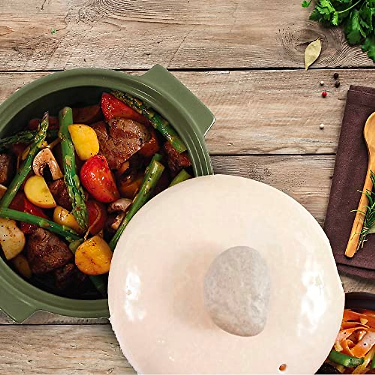 Neoflam Kiesel 1qt Non-Stick Ceramic Casserole Pot, Dutch Oven, Clay Pot, Stockpot for Stew, Soup, Steam, Scratch Resistant, Oven Safe, Heat Resistant, Lime