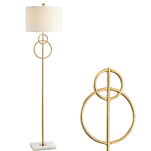 JONATHAN Y JYL1097A Haines 60" Modern Circle Marble/Metal LED Floor Lamp Classic,Glam,Transitional for Bedrooms, Living Room, Office, Reading, Gold