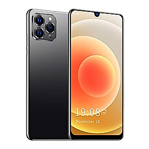 Vbestlife IP12 PRO Unlocked Android Smartphone,6.26in Waterdrop Full Screen Dual SIM Cell Phone,Ultra Thin Mobile Phone Supports Face Fingerprint Unlocking,Quad Core CPU,Triple Rear Camera Black