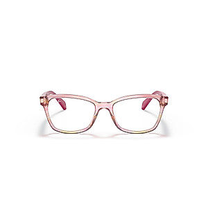 Ray-Ban Junior Girls' RY1591 Square Prescription Eyeglass Frames, Fuchsia Striped Multicolor/Demo Lens, 46 mm