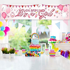 Its a Girl Banner Baby Shower Decorations, Welcome Home Banner, Horizontal Pink Large Fabric It is a Banner Backdrop Background, Shower Yard Sign Party Photo Booth Decorations, 71 x 15.7 Inches