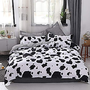 Chesterch Prevoster Teen Bedding Boys Girls Cow Print - Twin,Kids Duvet Cover Sets White 3 Pieces (1 Duvet Cover and 2 Pillowcases) - Soft,NO Comforter