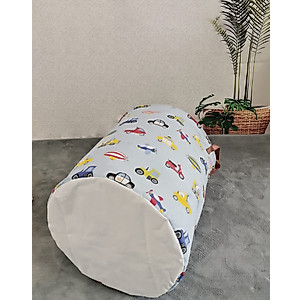 INSLIKE Kids Laundry Basket Waterproof Collapsible Laundry Hamper Toy Box Storage Bin for Nursery Hamper Cloth Home Gift Basket(blue cars)