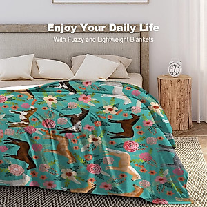 Horse Print Throw Blanket Horses and Flowers Pattern Blanket for Girls Kids Adults Super Warm Soft Cozy Plush Fleece Flannel Blanket for Sofa Couch Bed Birthday Gifts 40"x50" 1
