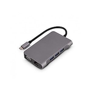USB C Hub by Urban Factory Hubee Plus 100watt, Docking Station, Dual Monitor HDMI for Notebook/Laptop/Windows/MAC/iOS, Multiport Adapter, 4K HDMI, VGA, RJ45, USB3.0, 100W PD