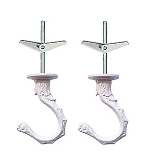 GDQLCNXB Ceiling Hooks 2.6"/65mm - Heavy Duty Swag Hook with Steel Screws Bolts and Toggle Wings for Hanging Plants Ceiling Installation Cavity Wall Fixing White - (2 Sets)