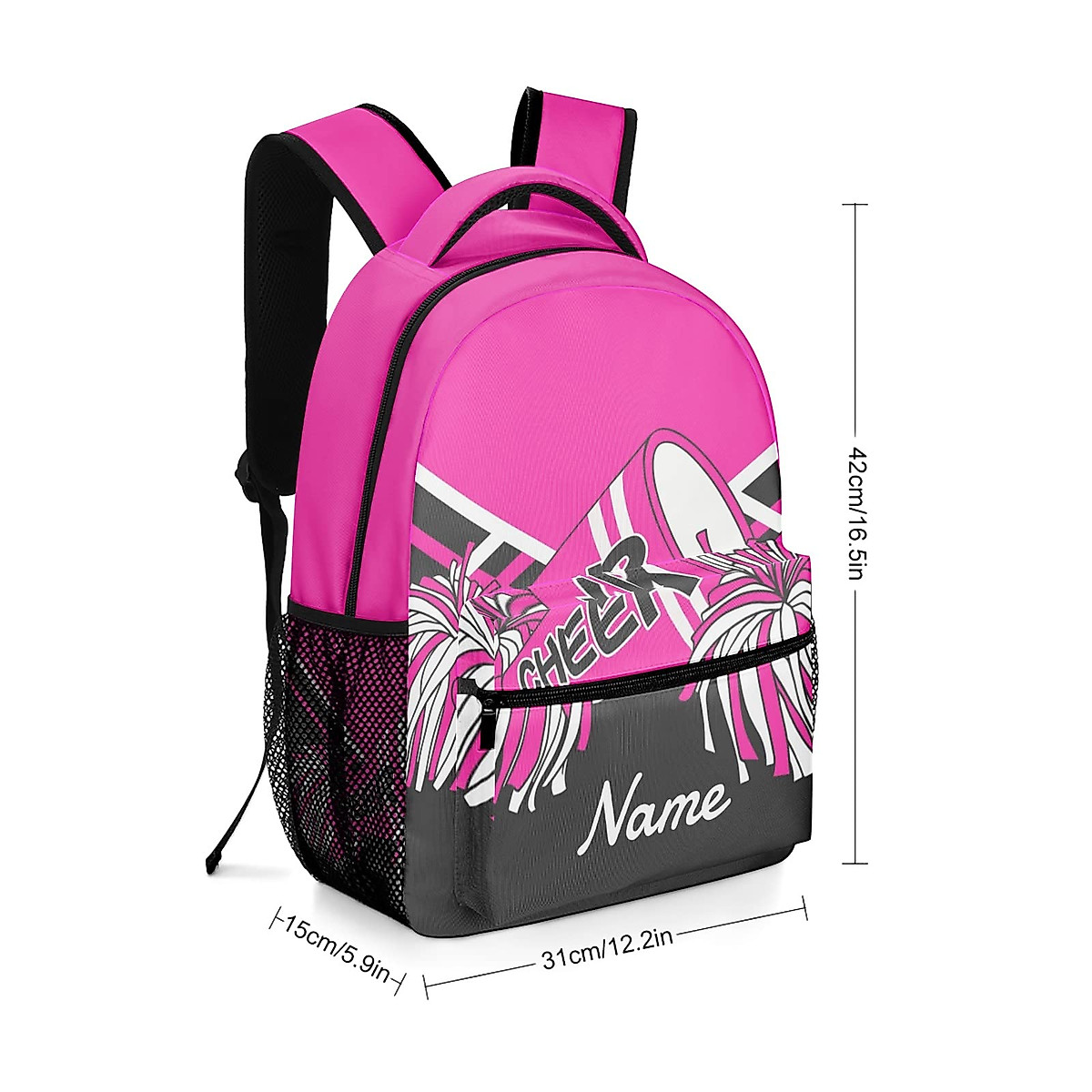 CUXWEOT Rose Red Cheerleaders Cheer Backpack Book Bag Casual Travel Hiking Daypack