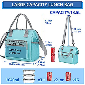Large Lunch bag, Wide-Open Reusable Lunch Box for Men and Women with Removable Strap Adult Lunch Tote for Work College Travel Picnic VONXURY