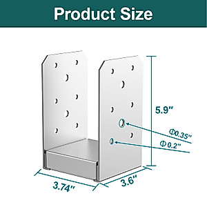 SPACEEUP 4x4 Post Base, Internal 3.5" x 3.5" Post Anchor 2pcs Adjustable Post Base Stainless Steel Concrete Post Anchor for Pavilion Deck Railing Support Decorative Anchor Plate
