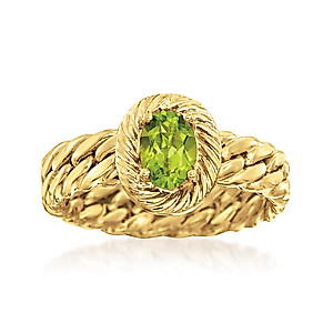 Ross-Simons 0.70 Carat Peridot Curb-Link Style Ring in 14kt Yellow Gold. Size 8
