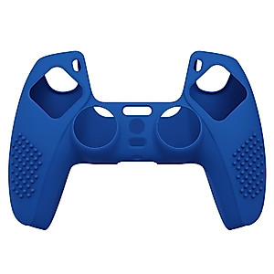 eXtremeRate PlayVital Blue 3D Studded Edition Anti-Slip Silicone Cover Skin for ps5 Controller, Soft Rubber Case Protector for ps5 Wireless Controller with 6 Black Thumb Grip Caps
