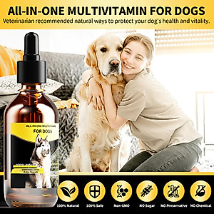 Dog Multivitamin Liquid, 13-In-1 Dog Vitamins Extra Strength to Improve Dog’s Digestive, Immune, Skin, Coat, Bone, Joints Health, 60 Ml Nature Dog Vitamins and Supplements for All Ages Breed Sizes Dog