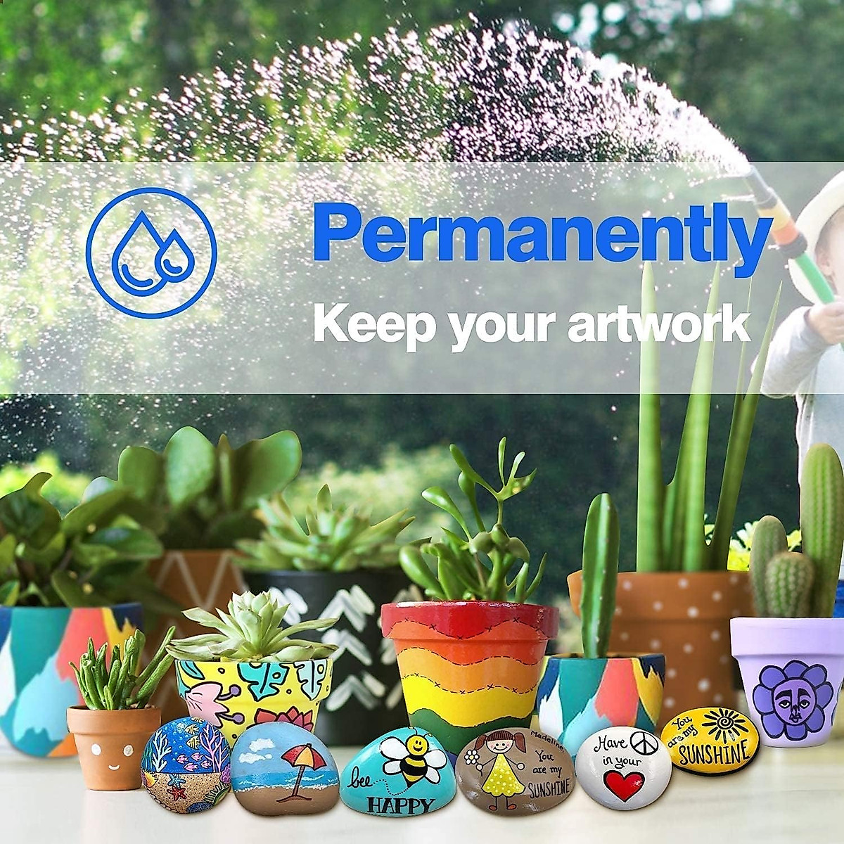 Emooqi Acrylic Paint Pens, 18 Colors Acrylic Paint Markers Paint Pens Paint Makers for Rocks Craft Ceramic Glass Wood Fabric Canvas -Art Crafting Supplies