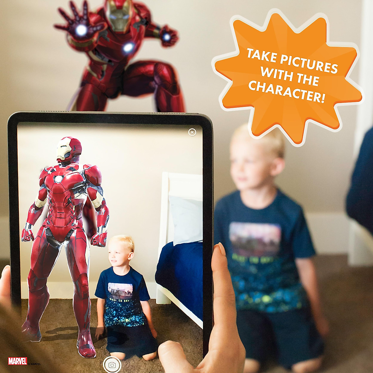 Wall Palz Marvel Iron Man Wall Decal - Iron Man Wall Stickers with 3D Augmented Reality Interaction - 24" Iron Man Bedroom Decor - Marvel Legends Wall Decor