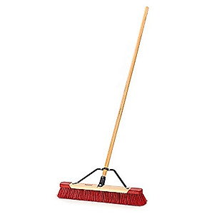 Harper 7324P1 Premium Indoor/Outdoor Wet/Dry All-Purpose Hardwood 24 in. Push Broom Semi-Stiff Bristles, Brown