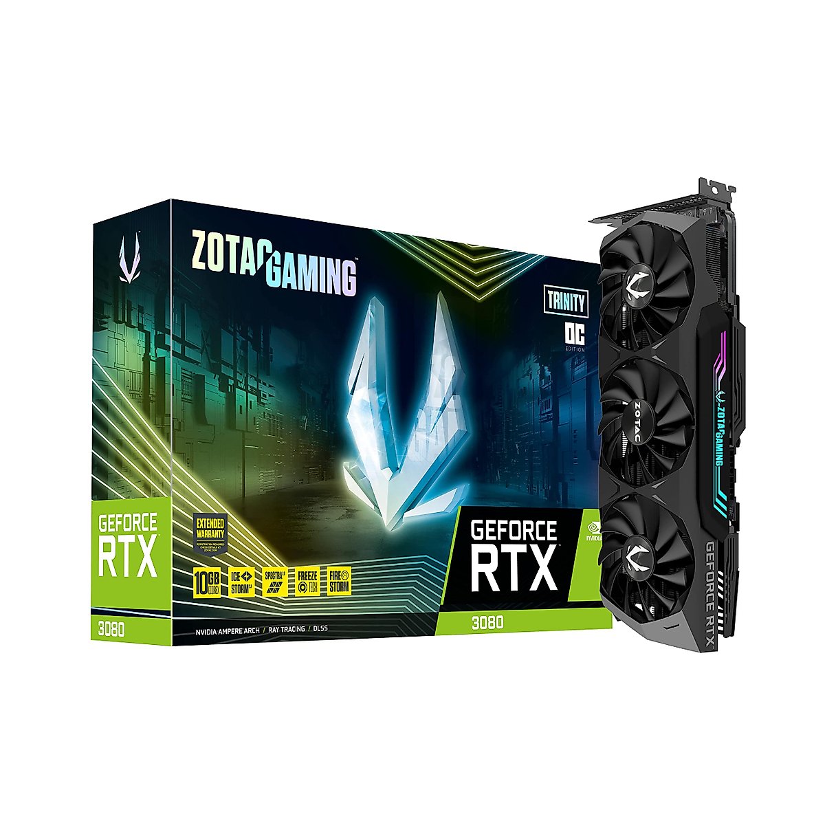 ZOTAC GeForce RTX™ 3080 Trinity OC LHR 10GB GDDR6X 320-bit 19 Gbps PCIE 4.0 Gaming Graphics Card, IceStorm 2.0 Advanced Cooling, Spectra 2.0 RGB Lighting, ZT-A30800J-10PLHR