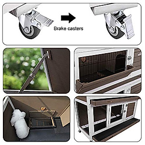 Rabbit Hutch Bunny Cage Indoor Outdoor Guinea Pig Cage with Deep No Leakage Pull Out Tray,2 Story