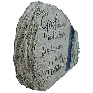 Carson Memorial Garden Stone With Blue Mosaic Solar Accent - God Has You In His Keeping We Have You In Our Hearts