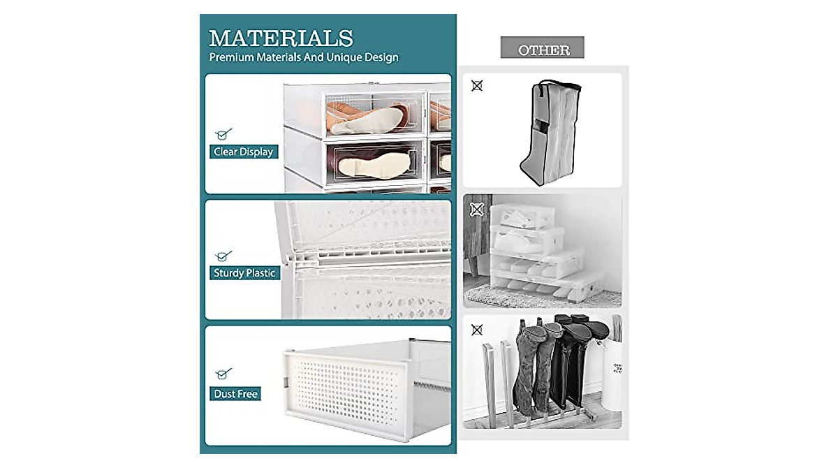 DHMAKER 8-Pack Boot Storage Boxes - Stackable & Clear