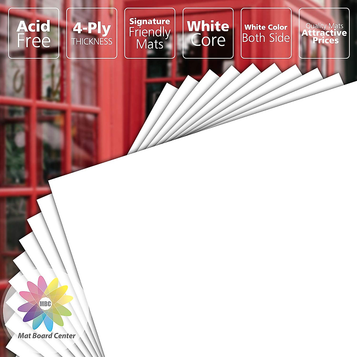 Mat Board Center, Pack of 10 12x16 White Uncut Mat Boards, Acid Free, 4-Ply Thickness, White Core, Great for Pictures, Photos, Framing Backing