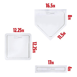 Franklin Sports Baseball Base Deluxe Set - MLB Baseball + Softball Bases, Home Plate and Pitchers Rubber - Portable Kickball Bases White