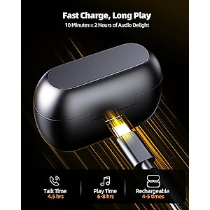 Skysay Wireless Earbuds ENC Noise Cancellation Bluetooth 5.3 Headphones Stereo Ear Buds with Digital Power Display, 100 Hrs Standby Time (Dark Black)