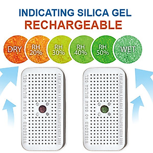 Wisesorb 40 Gram Pack of 5 Silica Gel Canister, Gun Safe Dehumidifiers (Orange to Green), Reusable Desiccant Moisture Absorber for Car, Closet