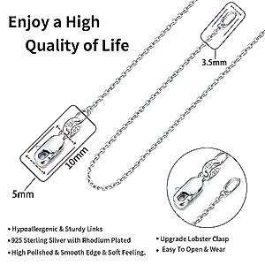 Jewlpire Solid 925 Sterling Silver Chain Necklace for Women Girls, 1.1mm Cable Chain Silver Chain for Women Shiny & Sturdy Women's Chain Necklaces, 18 Inches