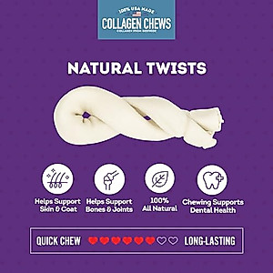 Treatly USA Collagen Twist 6-7" Dog Chew Treats - Natural Flavor, 6 Count/1 Pack