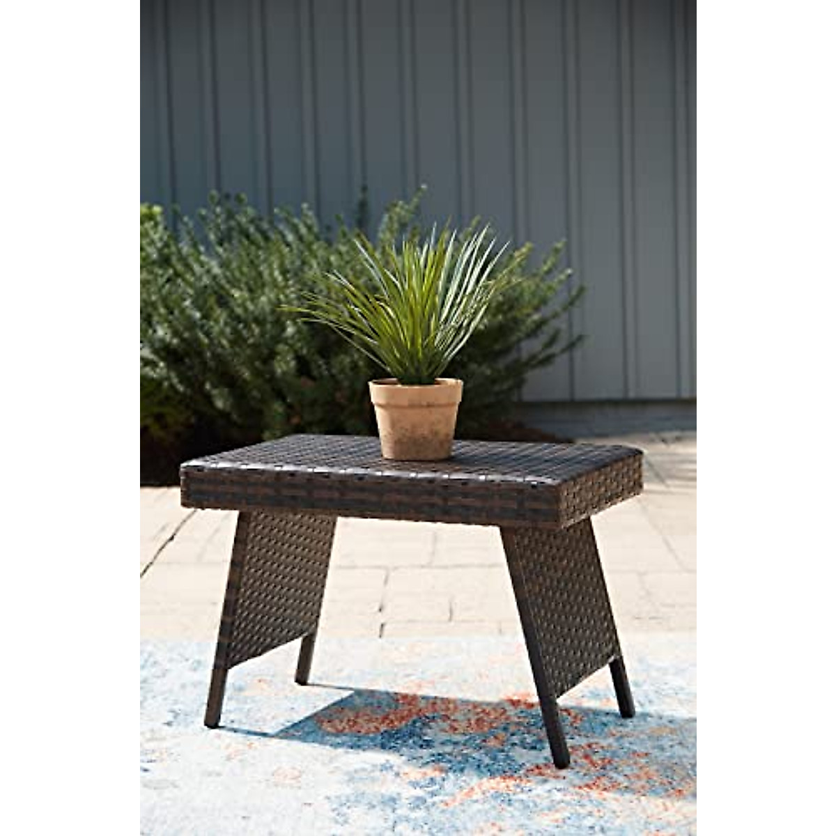 Signature Design by Ashley Kantana Casual Outdoor End Table, Dark Brown