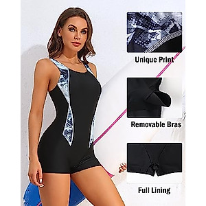 beautyin Boyleg Swimsuit Women Racerback Lap Swimming Suit Workout Pro Swimwear Black