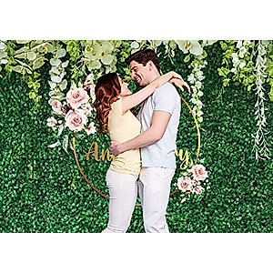 Ticuenicoa 7x5ft Green Grass Wall Floral Happy Anniversary Backdrop for Flower Love Cheers to 10 Years 50th Wedding Birthday Party Supplies Decorations Banner Photo Booth Props Gifts Background
