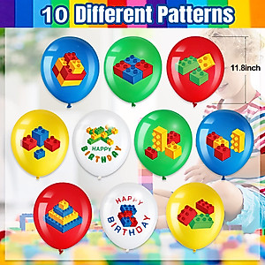 Harrycle 60 Pieces Building Blocks Birthday Party Balloons,brick Themed Latex Building Balloons Blocks Decorations for Kids Toddlers Birthday Party Supplies Decoration