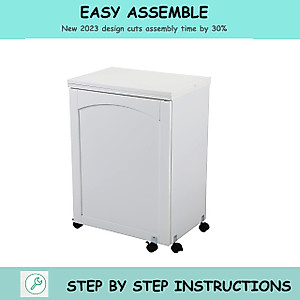 ANNECOSK Folding Sewing Machine Table with Storage, Lockable Rolling Wheels, Adjustable Height, Sewing Desk for Small Spaces, White