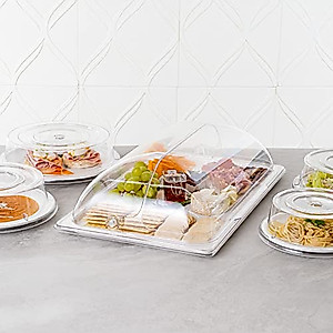 Restaurantware Cater Tek 21 Inch Polycarbonate Plate Cover 1 Shatterproof Dish Cover - Dishwashable For 21 Inch Plates Clear Plastic Tray Cover Flap Handle Design Endures Up To 210F