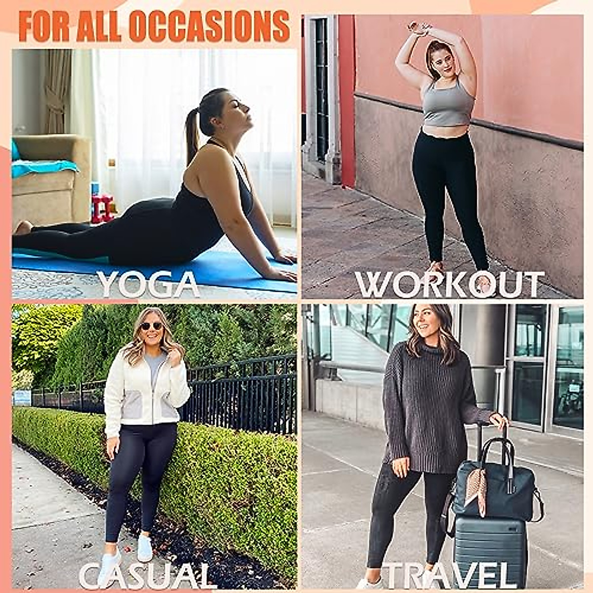 NEW YOUNG 3 Pack Plus Size Leggings with Pockets for Women,High Waist Tummy Control Workout Yoga Pants (3X-Large, Black/Black/Black)