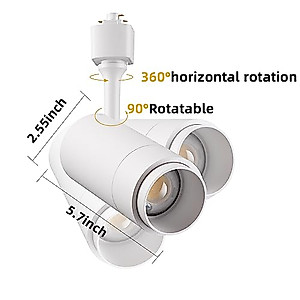 LED Track Lighting Heads Dimmable 24W 5CCT 2700K/3000k/3500k/4000k/5000k,Single Circu H Track Lighting Heads,Zoomable Beam 15° to 60° Ideal for Accent Art and Task Lighting,(3 Pack - White-5CCT)