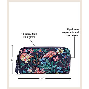 Vera Bradley Cotton Jordin Continental Wallet with RFID Protection, Flamingo Garden