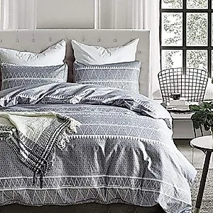 Tebery Duvet Cover Set with Zipper Closure 3 Pieces (1 Duvet Cover + 2 Pillow Shams) Ultra Soft Microfiber (Grey, King(104" x 90"))