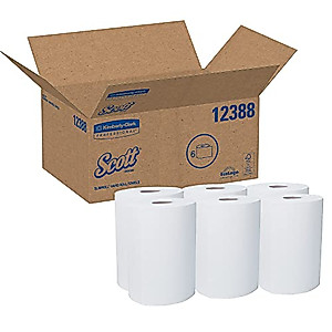 Scott Control Slimroll Hard Roll Paper Towels (12388) with Fast-Drying Absorbency Pockets, White, 6 Rolls / Case, 580' / Roll